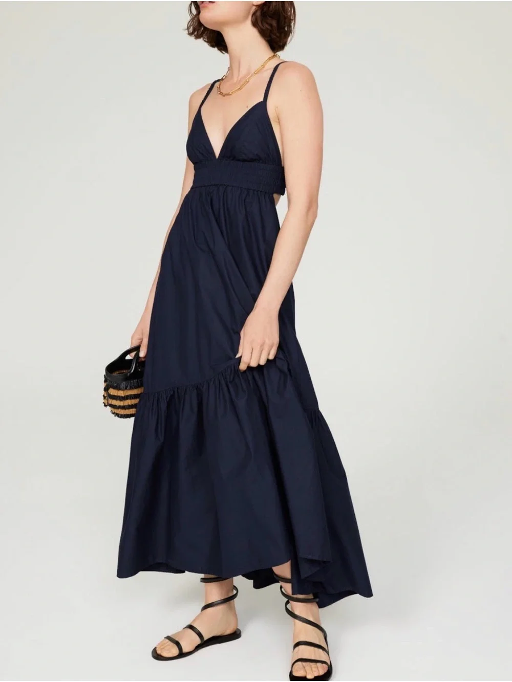A.L.C. | Dresses | Alc Navy Maxi Dress With Spaghetti Straps And Open ...